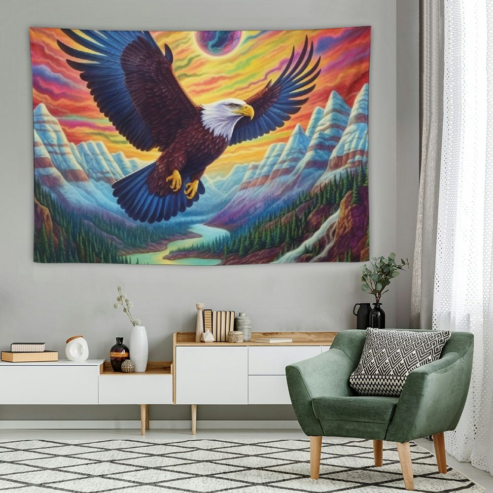 ONETECH Bald Eagle Tapestry Watercolor Mountain Forest Tapestry Galaxy ...