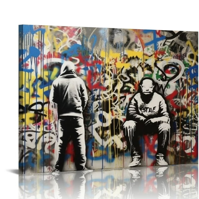 Onetech Banksy Canvas Wall Art For Living Room Graffiti Art Wall Decor