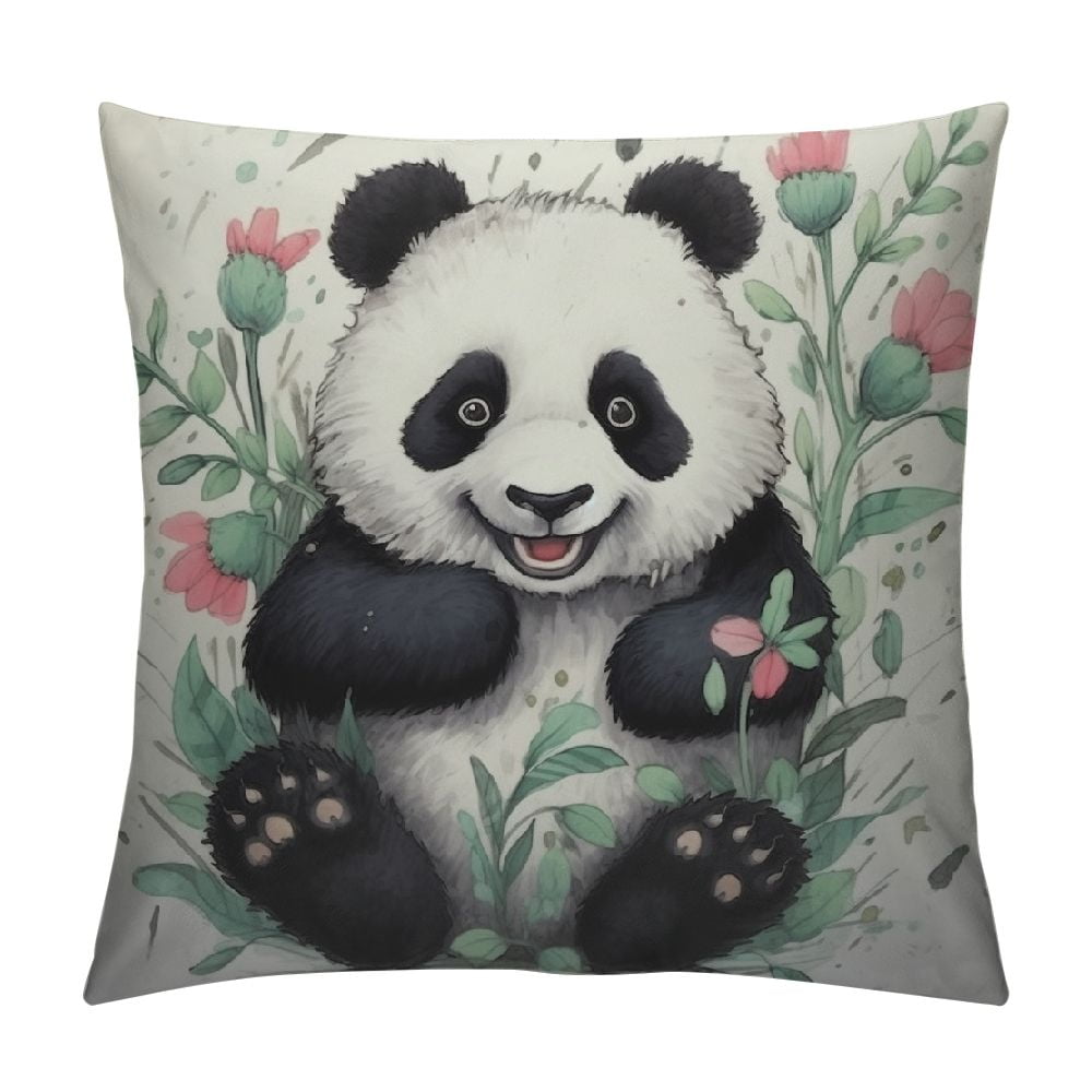 ONETECH Be Happy Panda Pillow Covers Panda Gifts,Panda Gifts for Girls ...