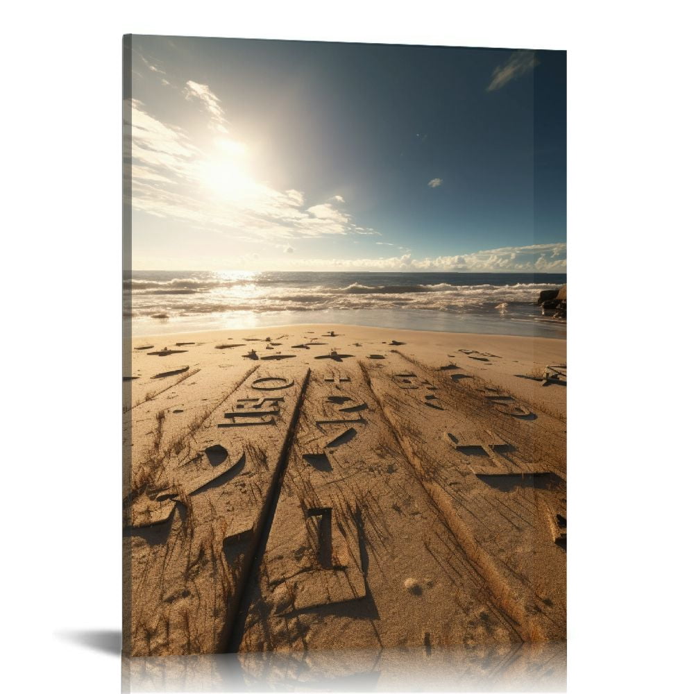 ONETECH Beach Canvas Wall Art Picture: Blue Ocean Wave & Pathway ...