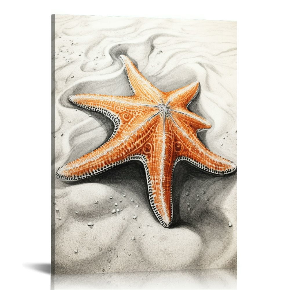 ONETECH Beach Starfish Canvas Wall art: Starfish and Conch in the Teal ...
