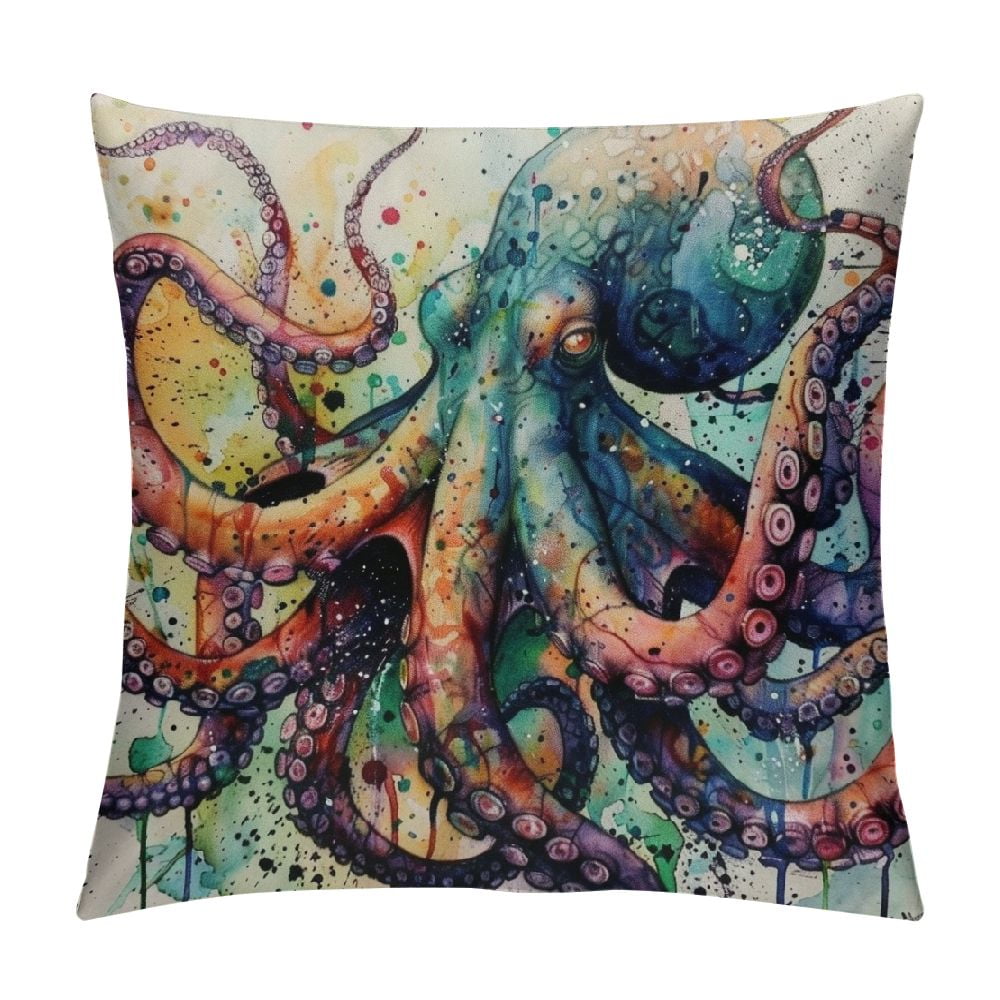 ONETECH Beach Throw Pillow Covers , Ocean Themed Sea Octopus Pillow ...
