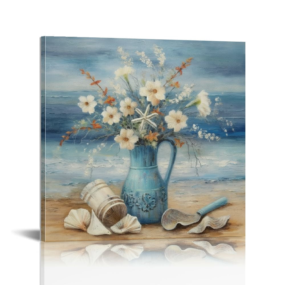 ONETECH Beach Wall Art for Living Room Blue Ocean Theme Canvas Print ...