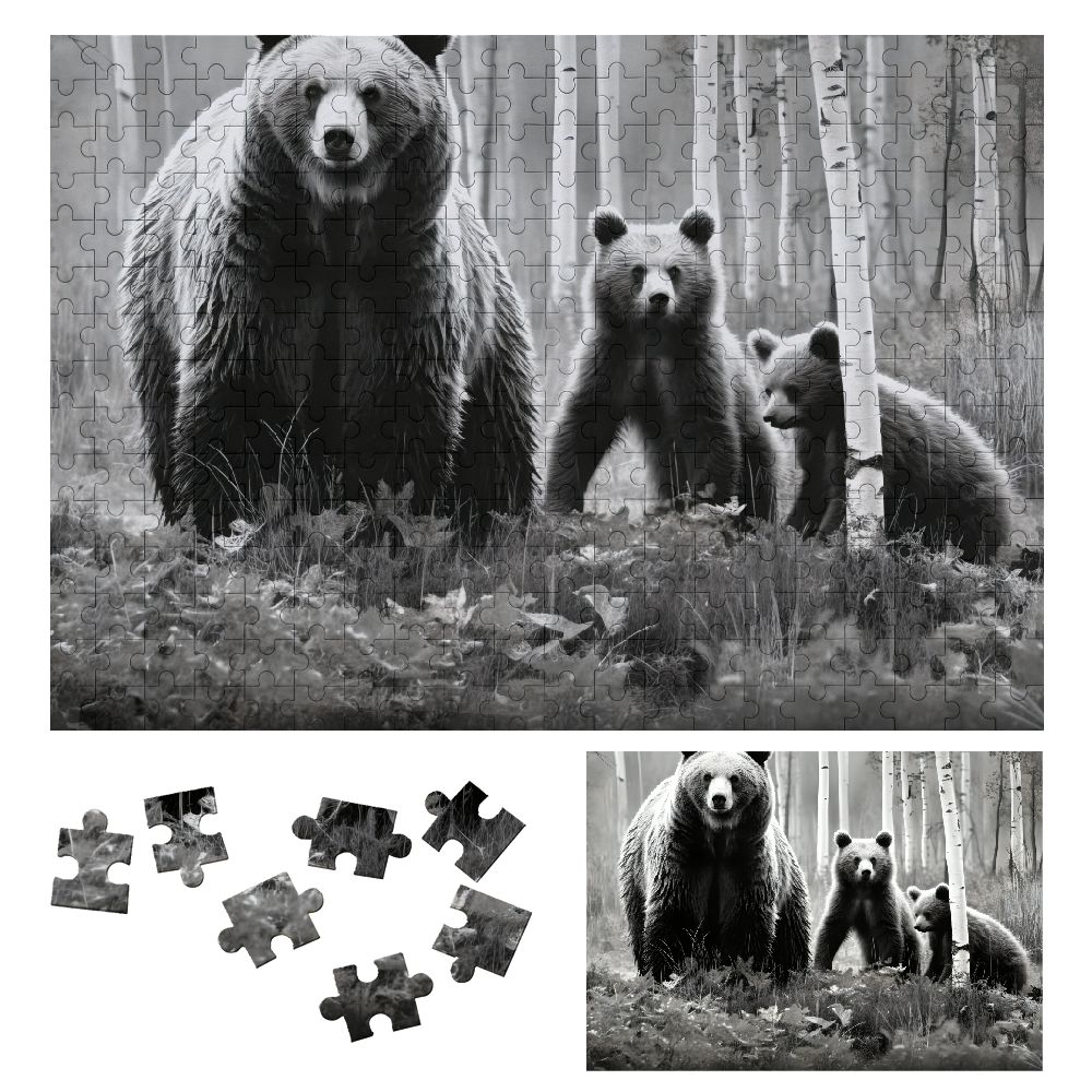 ONETECH Bear Cubs Forest Wooden Jigsaw Puzzle Challenging Difficult ...