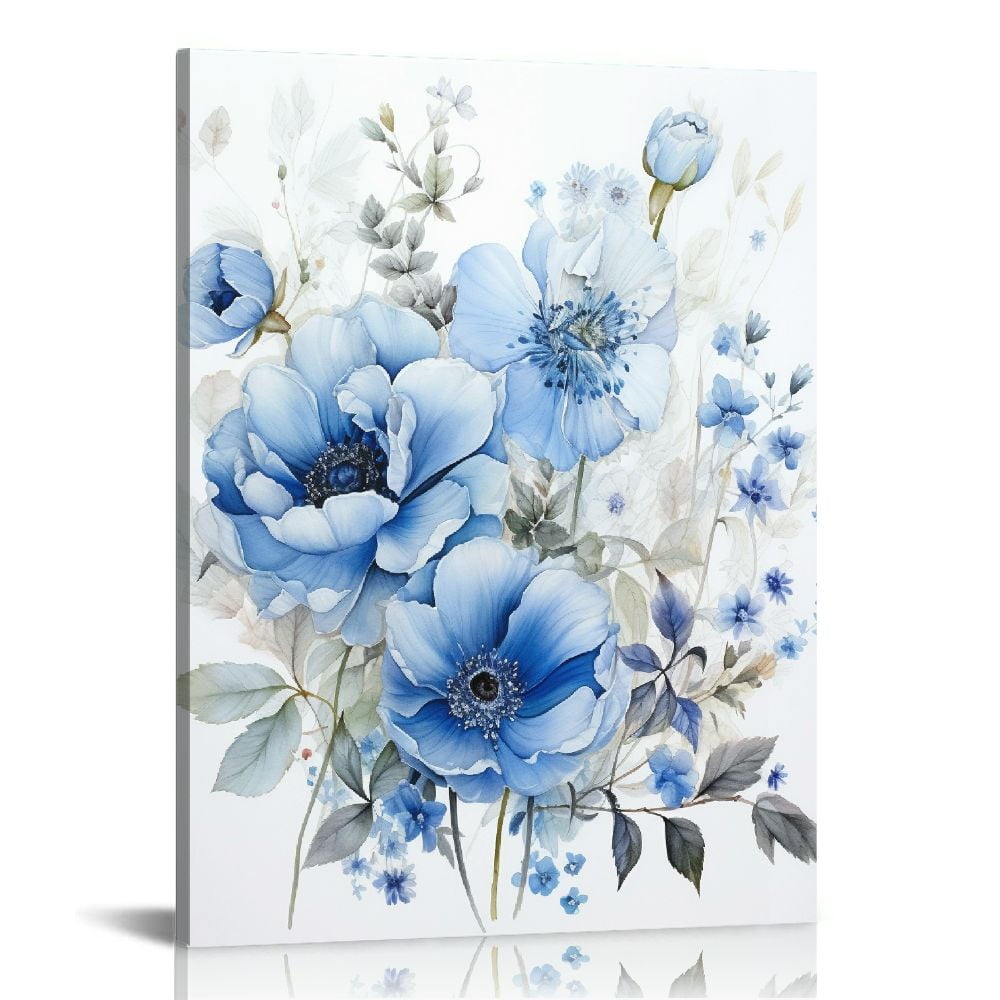 ONETECH Beautiful Blue Flower Canvas Print Wall Art Decor for Home or ...