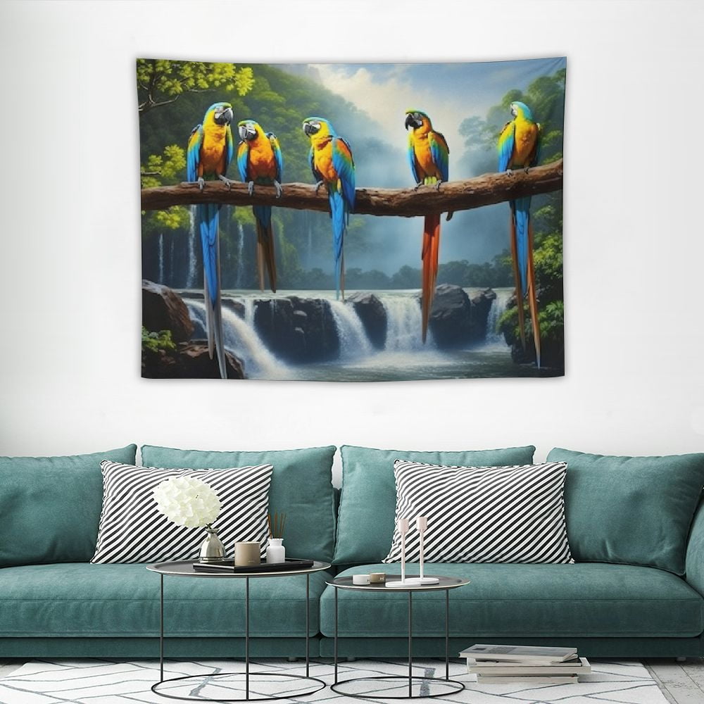 ONETECH Beautiful Parrots Macaws Tapestry Wall Hanging,Three Yellow and ...