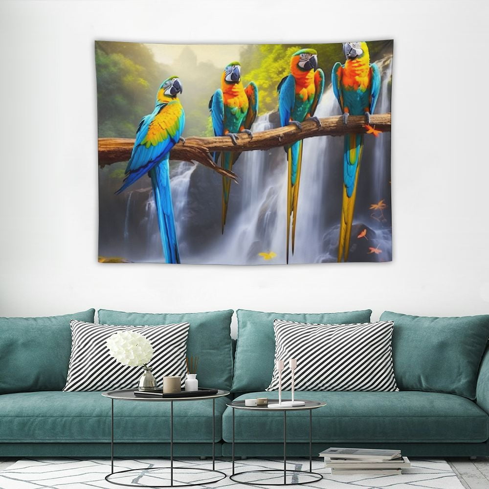 ONETECH Beautiful Parrots Macaws Tapestry Wall Hanging,Three Yellow and ...