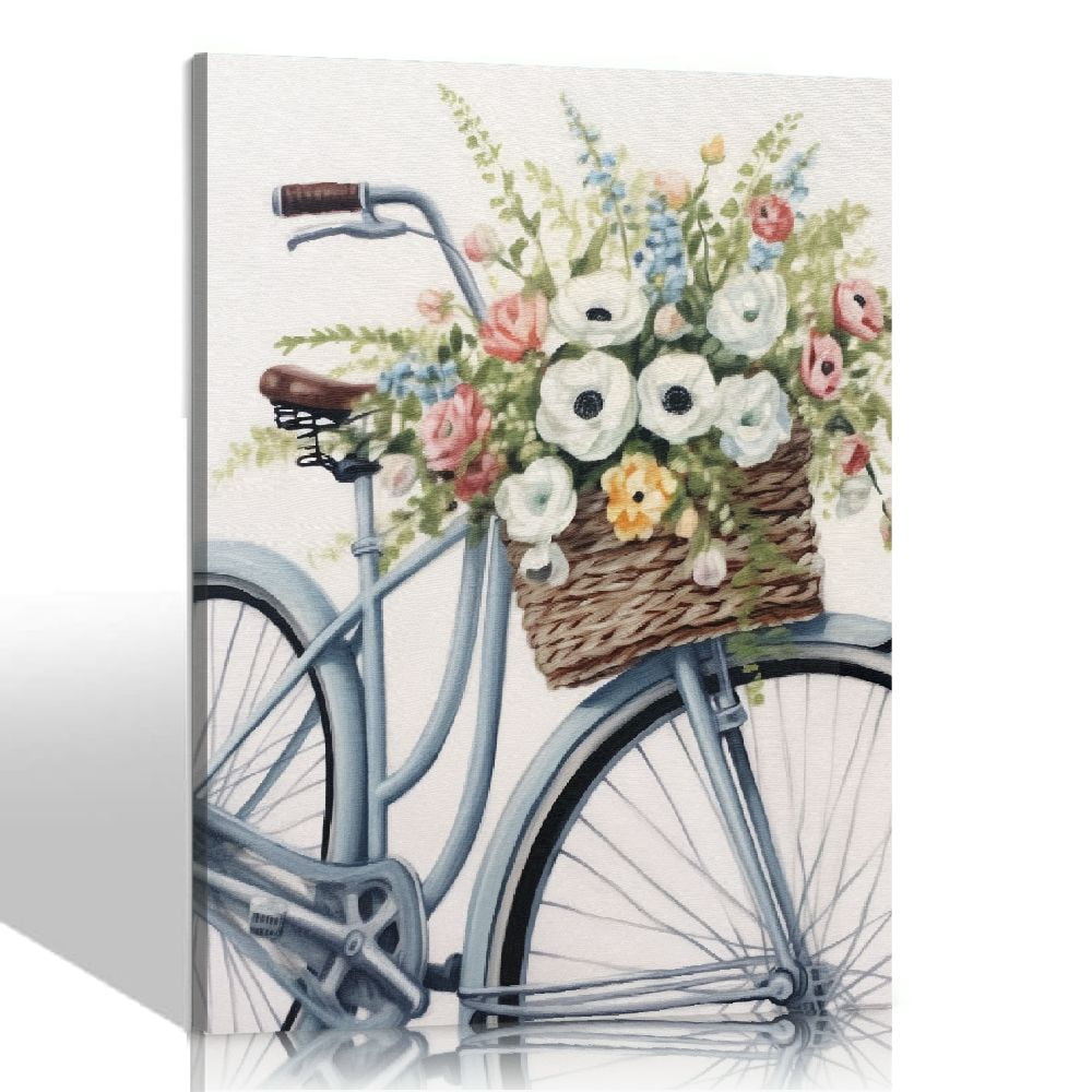 ONETECH Bedroom Abstract Floral Wall Art: White Flowers Bouquet in ...