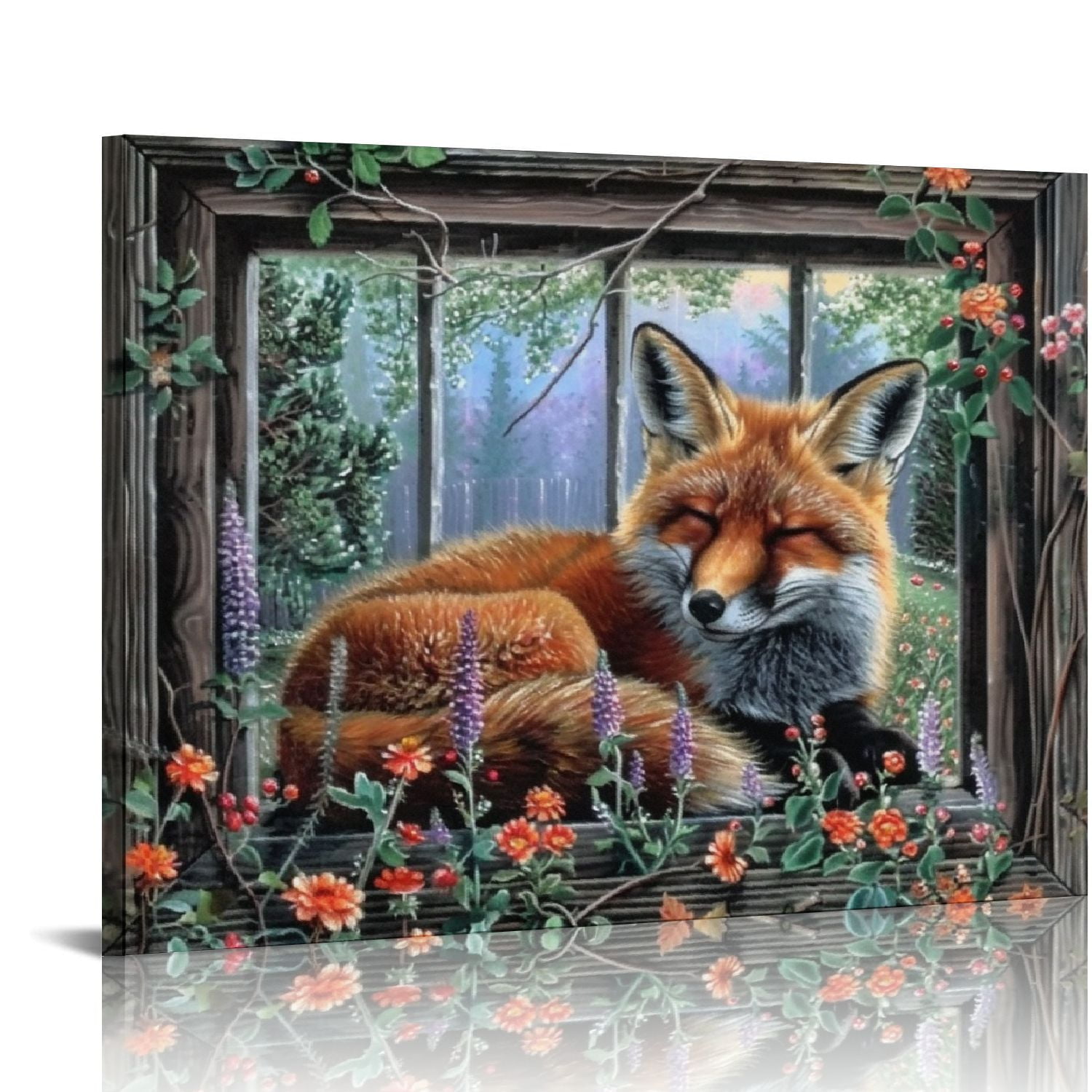 ONETECH Bedroom Wall Art Farmhouse Fox Wall Decor Rustic Country Fox ...