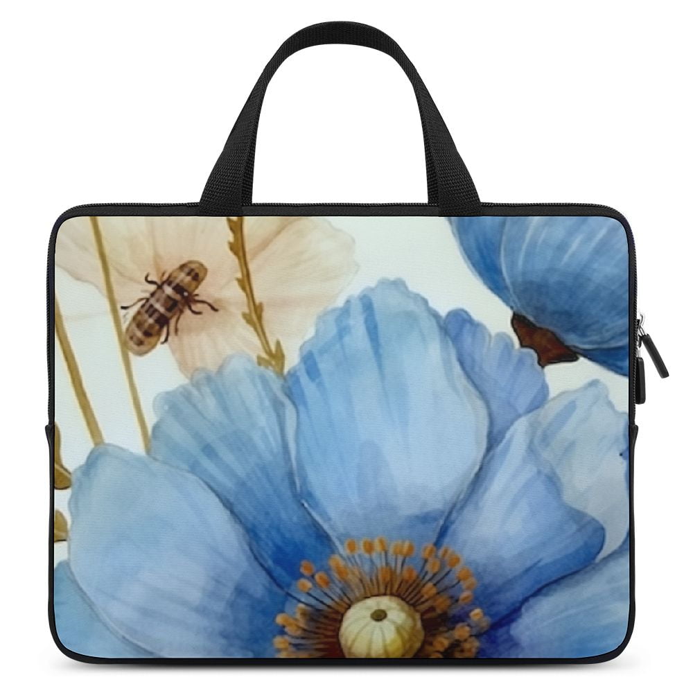 ONETECH Bee Blue Flower Diving Fabric Laptop Sleeve Carrying Bag Laptop ...