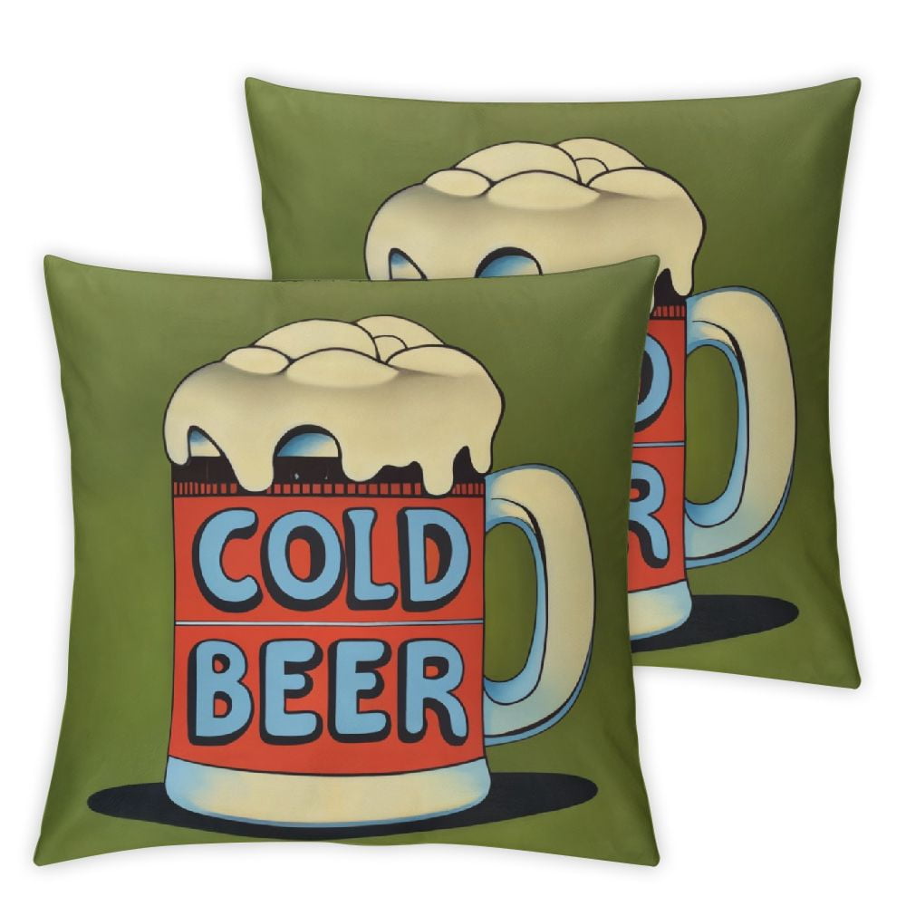 ONETECH Beer Mug Throw Pillow Covers Vintage Worn Out Rusty Sign Design ...