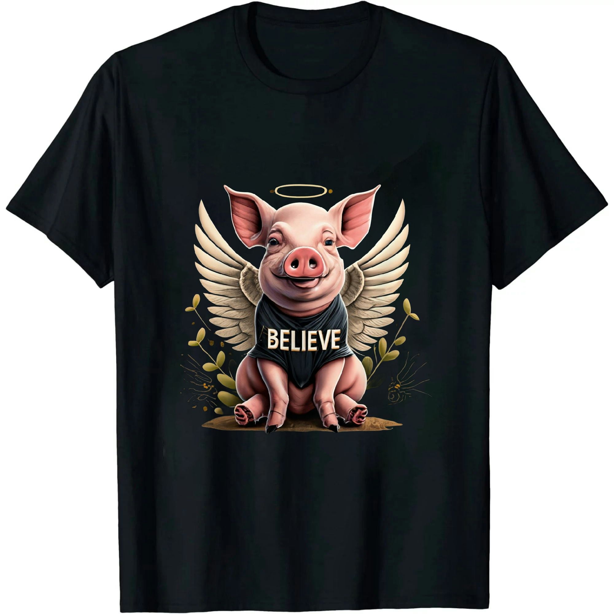 ONETECH Believe Flying Pig With Wings Motivational Pigs Fly T-Shirt ...