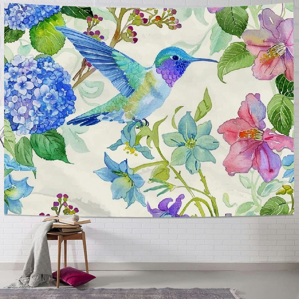 ONETECH Bird and Floral Tapestry Watercolor Flowers Butterflies and ...