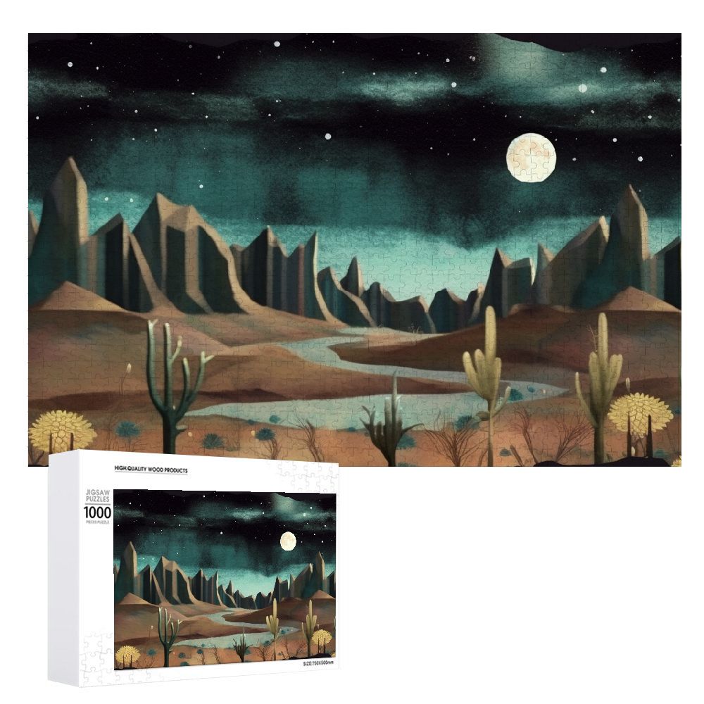 ONETECH Birds Full Moon Night Time Wooden Puzzle Challenging Difficult ...