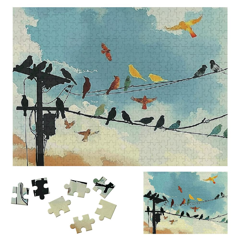 ONETECH Birds Power Line Album Cover Wooden Jigsaw Puzzle for Adults ...