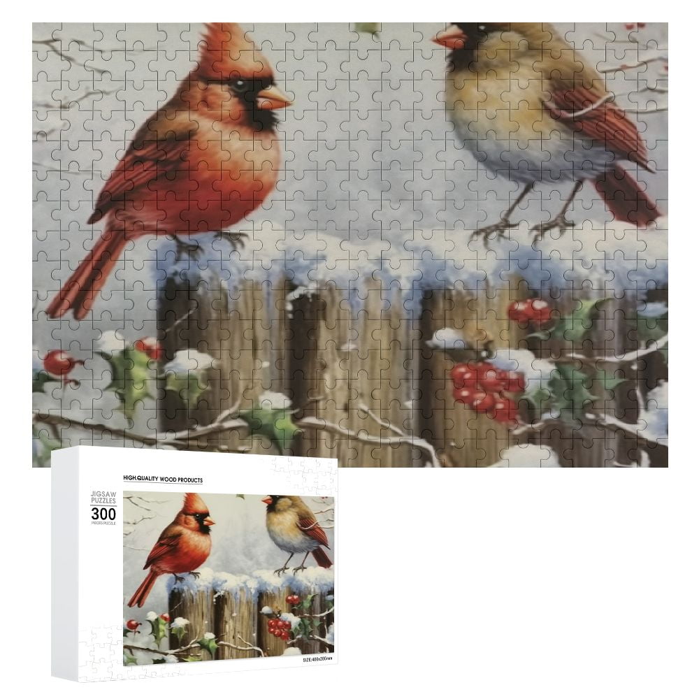 ONETECH Birds, Snow, Holly Wooden Jigsaw Puzzle Challenging Difficult ...