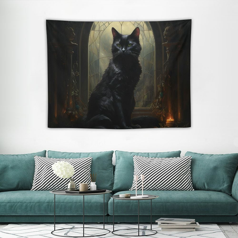ONETECH Black Cat Tapestry Wall Hanging,Animal Theme Print Black Cat ...