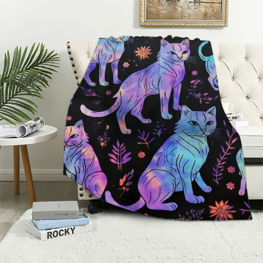 ONETECH Black Cat Throws - Soft Fuzzy Plush Blanket Throw for Kids ...