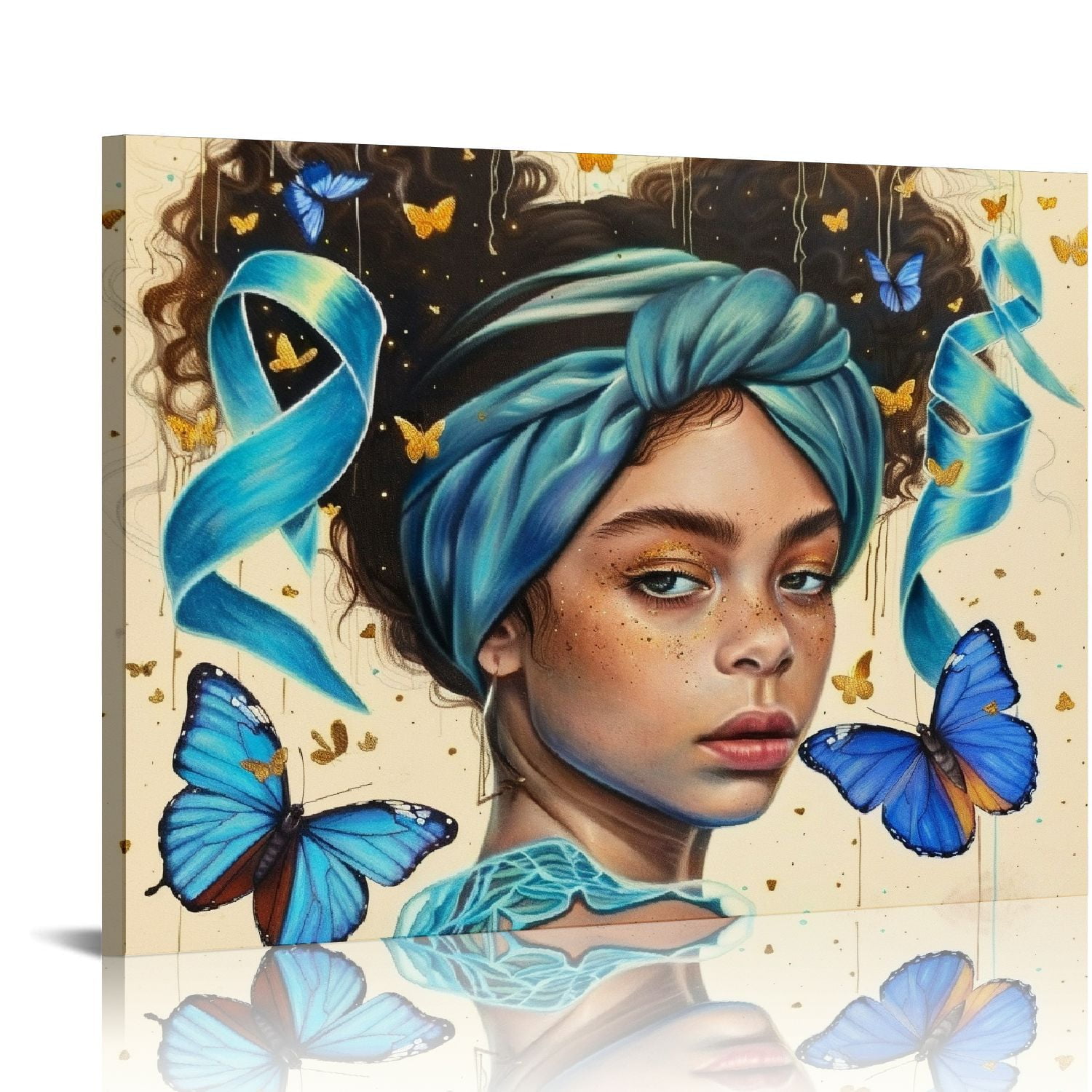 Onetech Black Girl Wall Art African American Wall Art Positive Motivational Quotes Blue