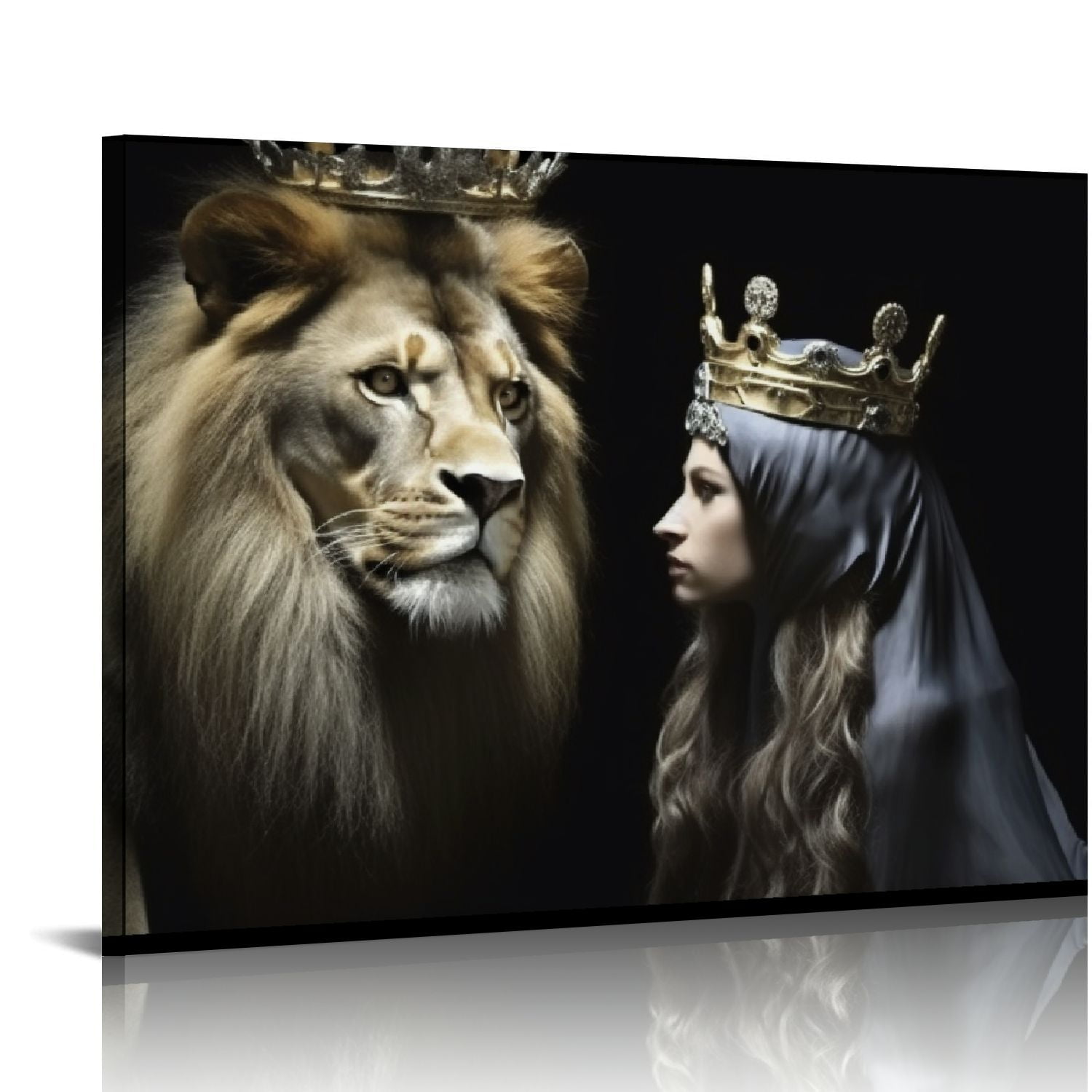 ONETECH Black and White Lion Pictures Wall Decor King and Queen Lion ...