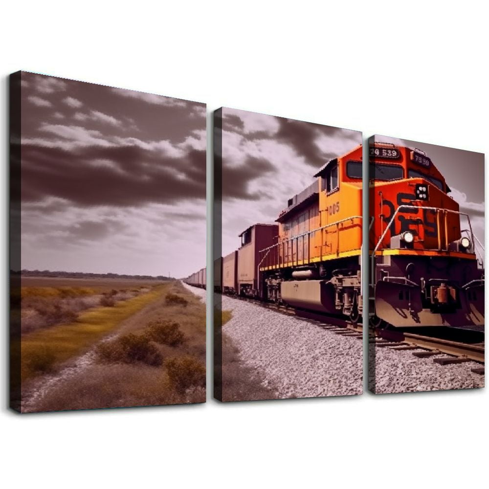 ONETECH Black and White Train Poster Steam Train Railroad Tracks Poster ...