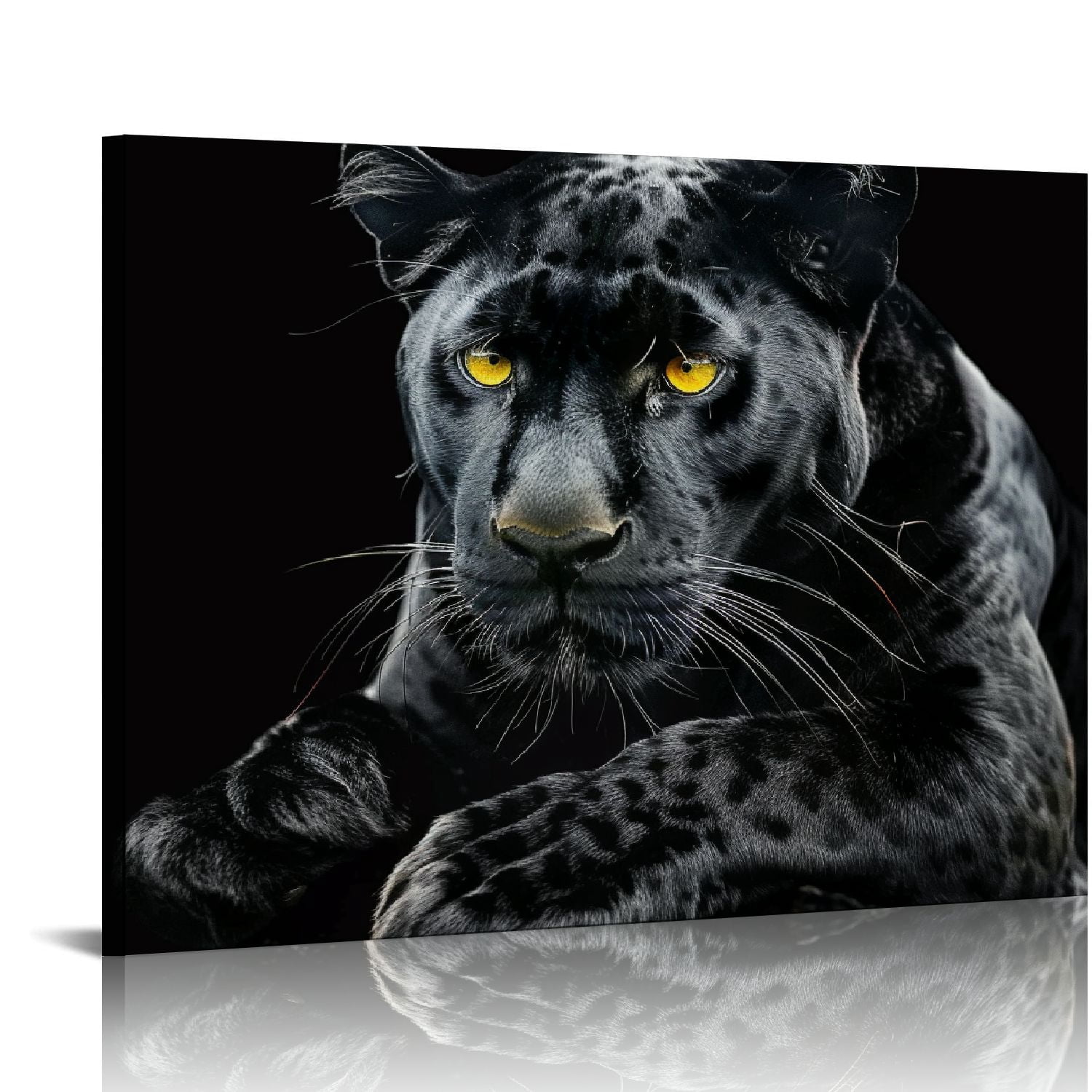 ONETECH Black & White Panther Canvas Wall Art Wildlife Animal Pictures ...