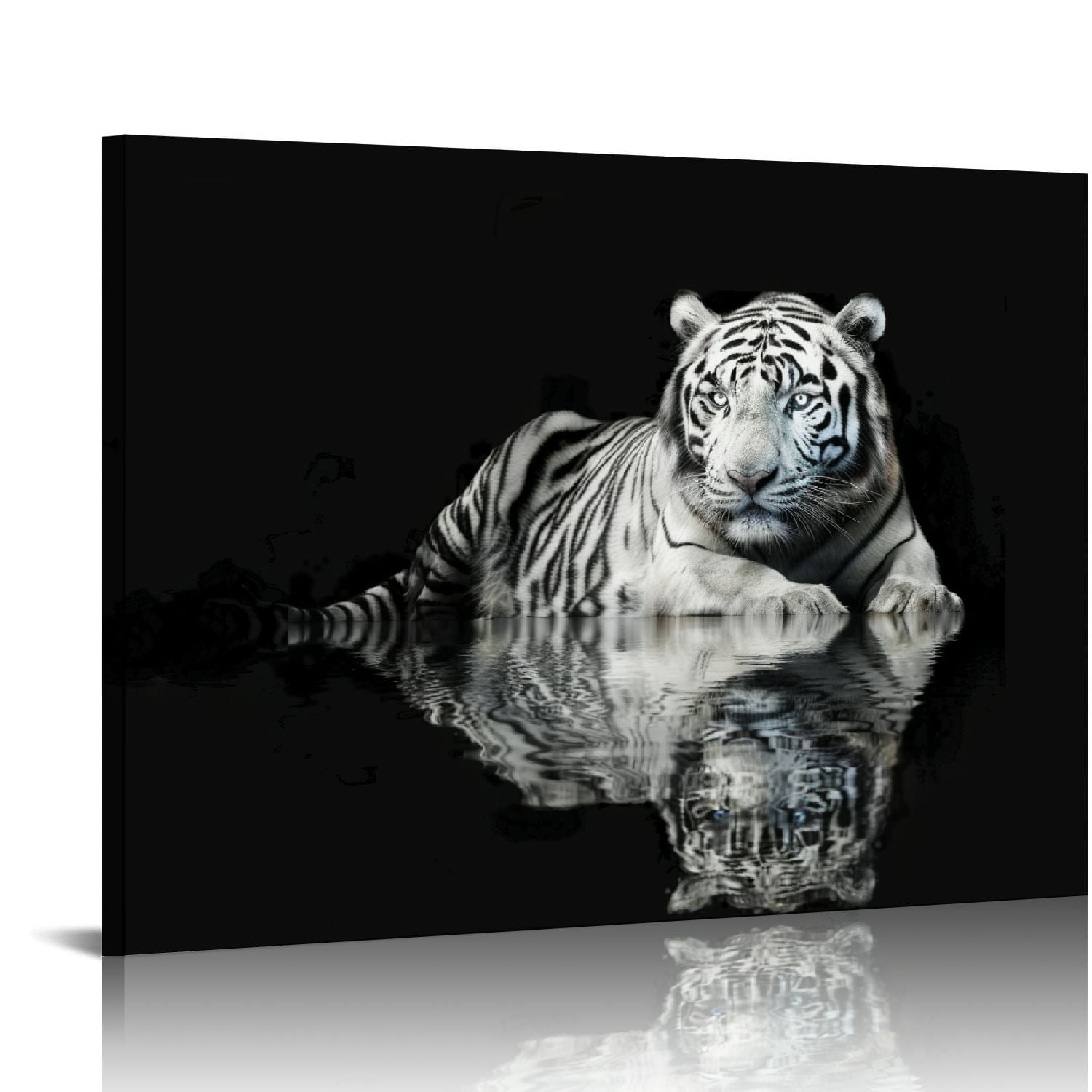 ONETECH Black & White Tiger Canvas Wall Art Wild Animal Print Picture ...