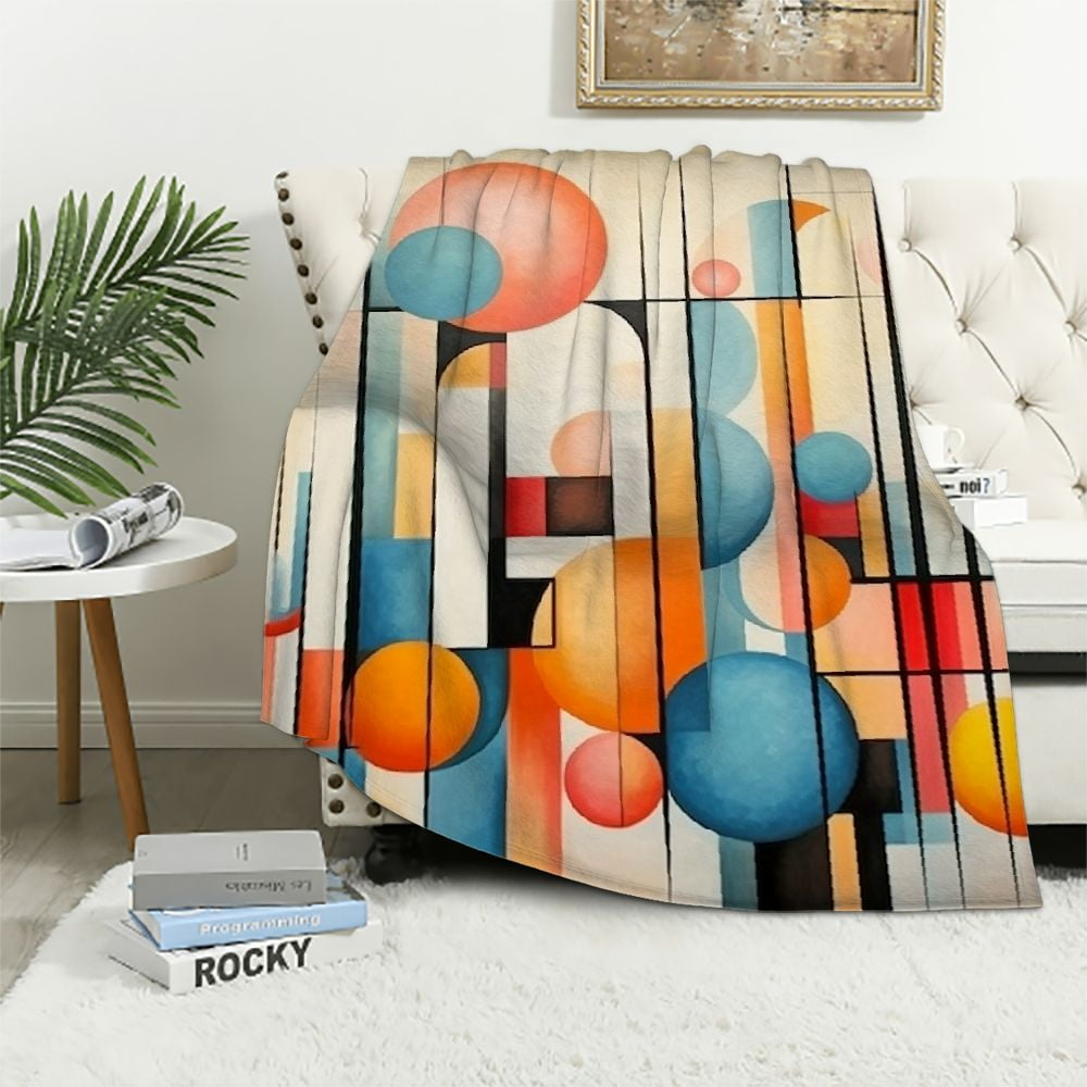 ONETECH Blanket Mid Century Mod Abstract Geometric Shapes Pastels Throw ...