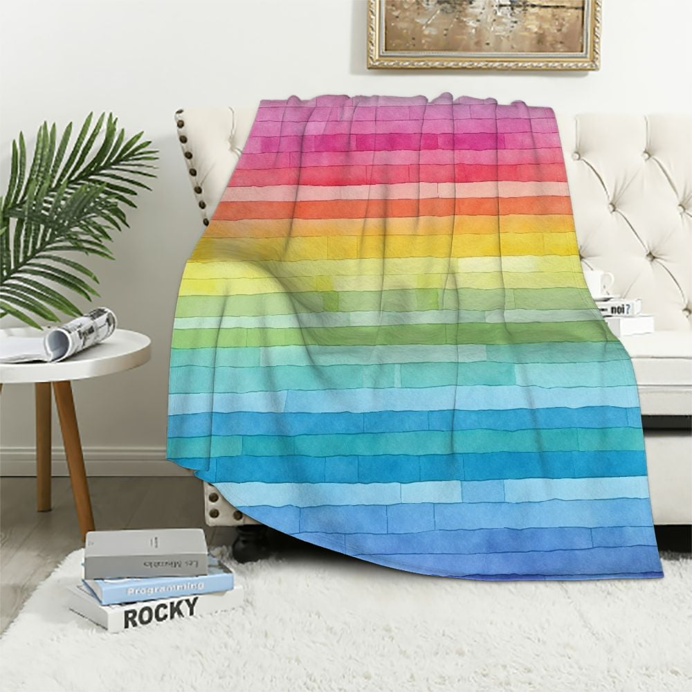 ONETECH Blanket Rainbow Colors Smooth Soft Blanket for Sofa Chair Bed ...