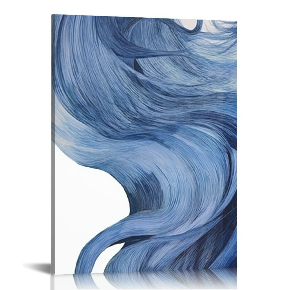 ONETECH Blue Abstract Wall Art Blue Spiral Wave Stroke Abstract Canvas ...