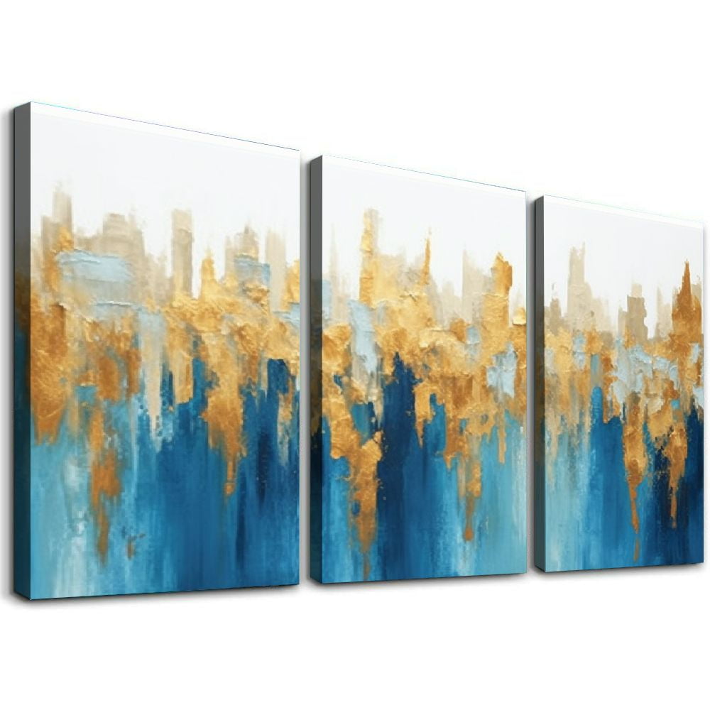 ONETECH Blue Abstract Wall Art Canvas: Modern Texture Painting with ...