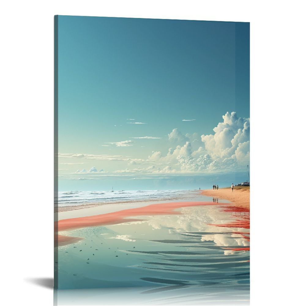 ONETECH Blue Beach Sun Ocean Landscape Canvas Prints Modern Stretched ...