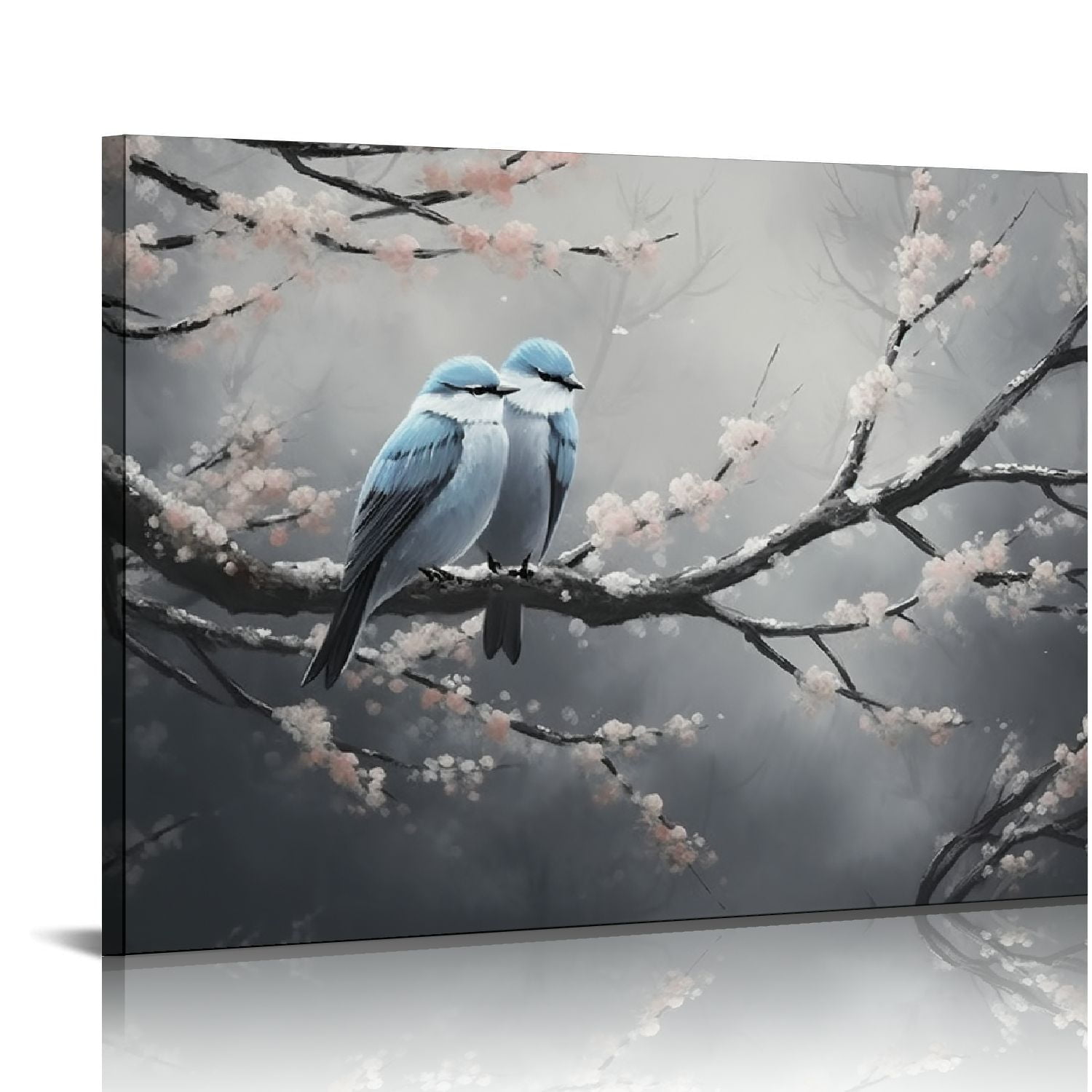 ONETECH Blue Birds Canvas Wall Art Sparrow Standing on Branch Large ...