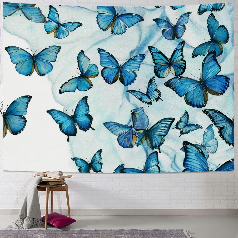 ONETECH Blue Butterfly Tapestry Aesthetic Cute Gifts for Women Bedroom ...