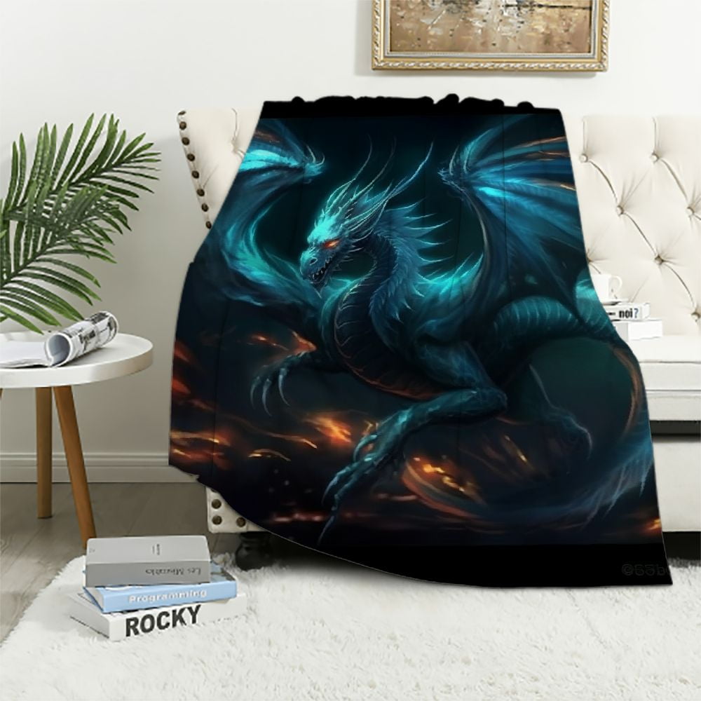 ONETECH Blue Dragon Throw Blanket Super Soft Plush Throw Blanket ...
