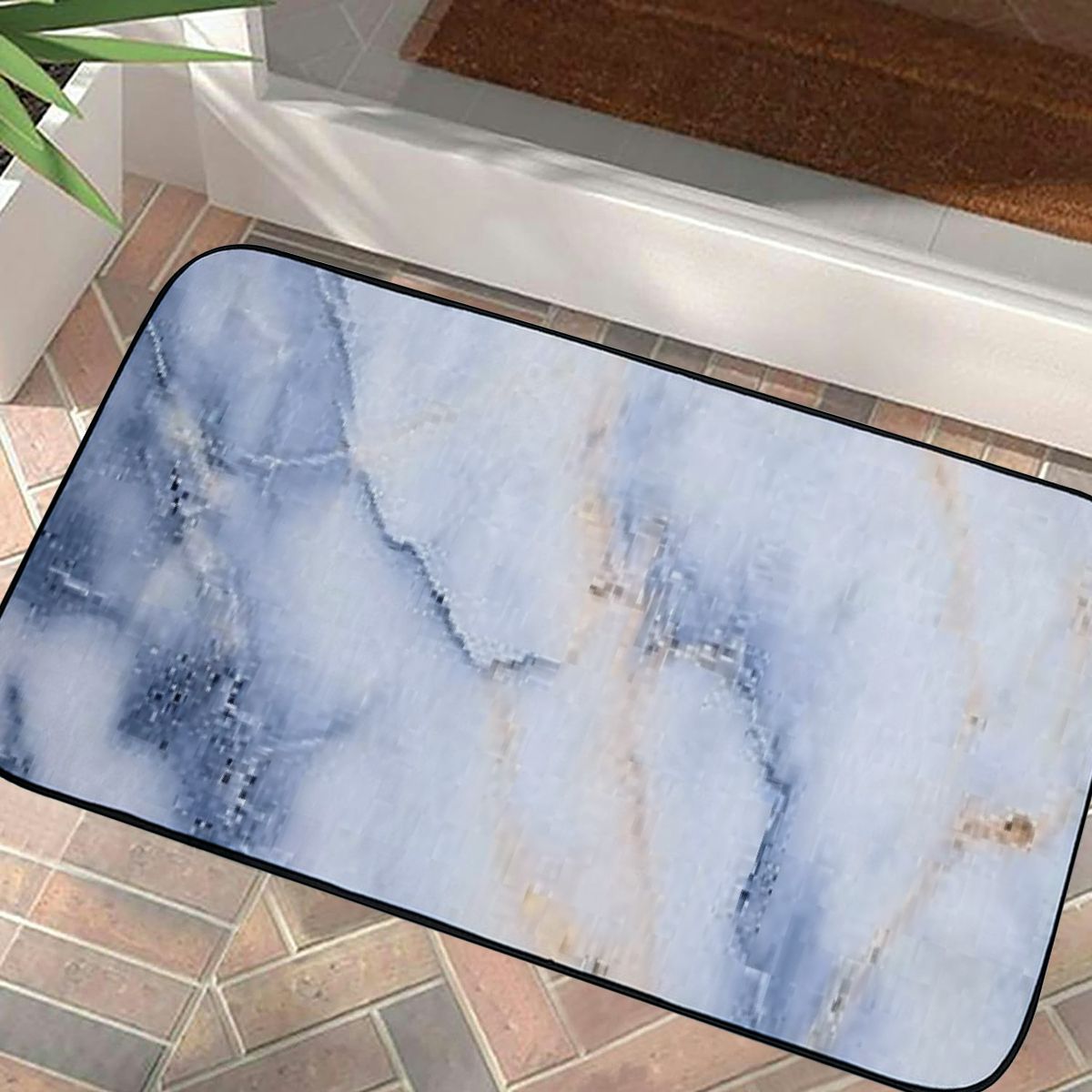 ONETECH Blue Gold Gray Marble Stone Watercolor White Color Square Door ...