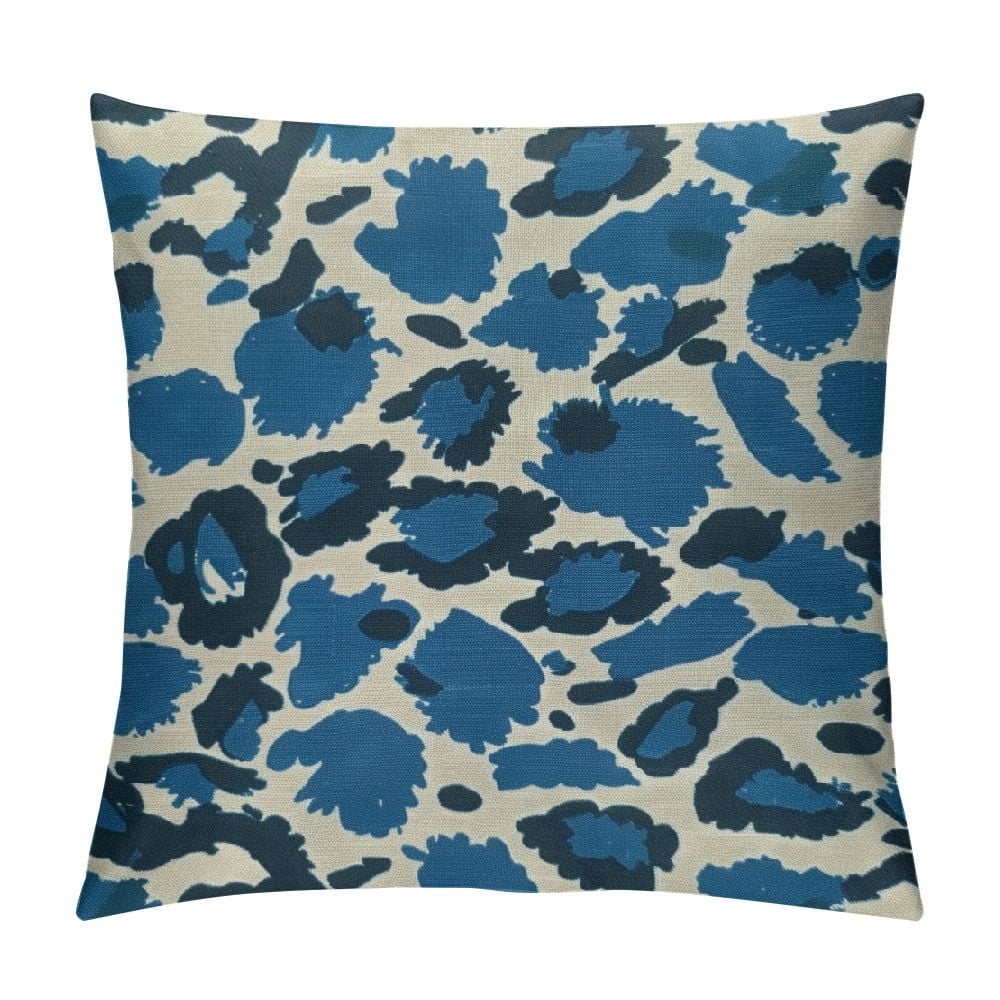ONETECH Blue and Light Brown Leopard Pillow Covers Leopard Animal Print ...