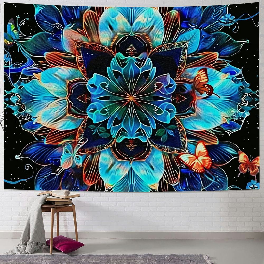 ONETECH Blue Mandala Tapestry Psychedelic Bohemian Tapestries Hippie ...