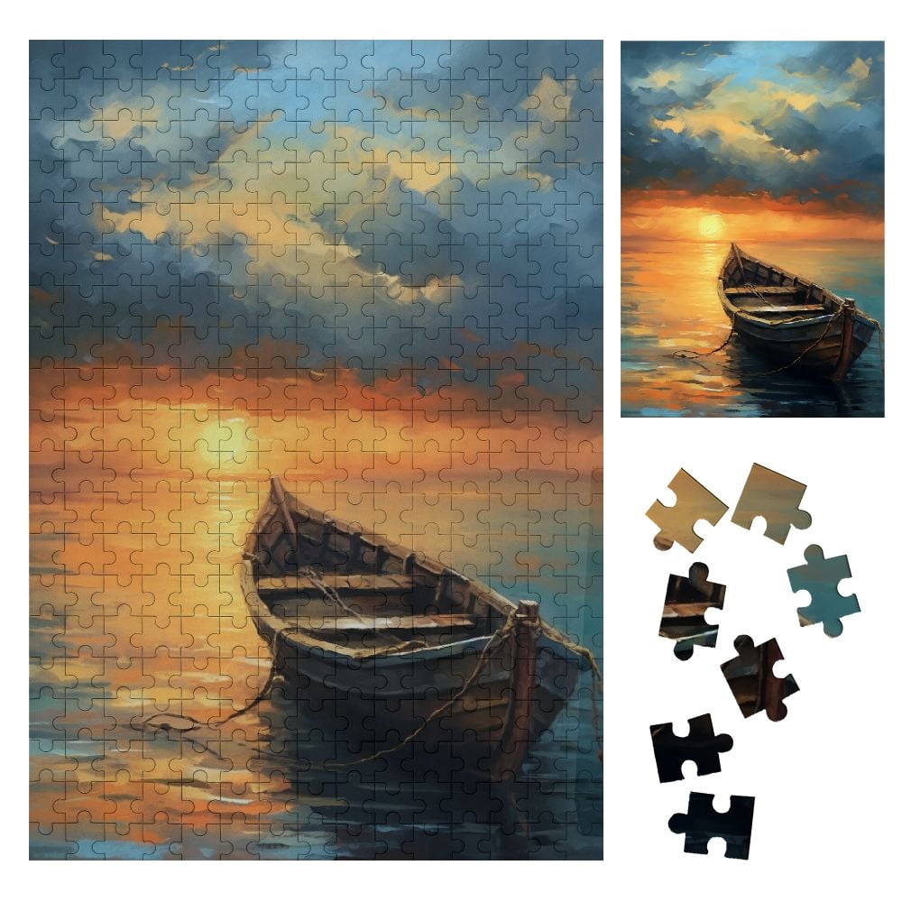ONETECH Blue Mountain Sky Natural Landscape Boat Wooden Jigsaw Puzzle ...