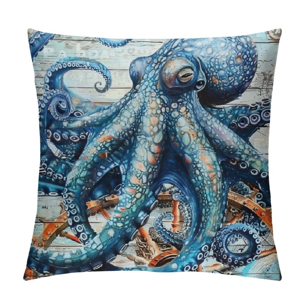 ONETECH Blue Octopus Pillow Cover for Living Room Decor Cute Starfish ...