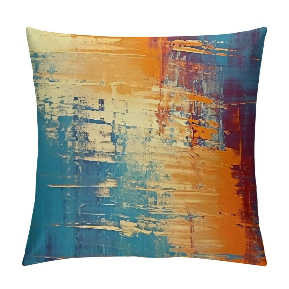 FUMJ Blue and Orange Decorative Throw Pillow Covers Teal Vintage ...