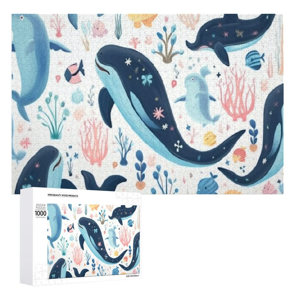 ONETECH Blue Whale Stars Sea Animals Wooden Jigsaw Puzzle for Adults ...