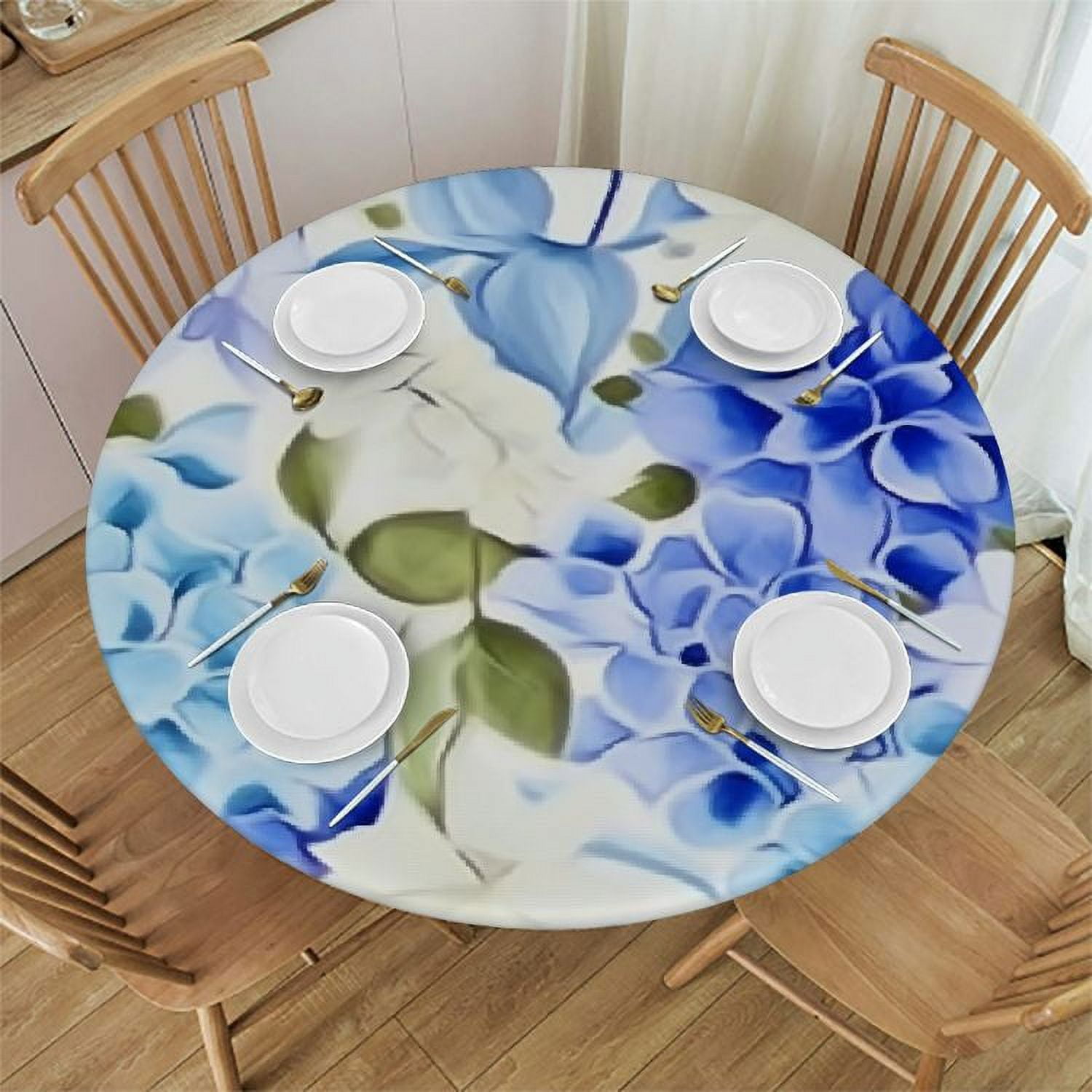 ONETECH Blue White Hydrangea Flowers Table cover Round Table cover ...