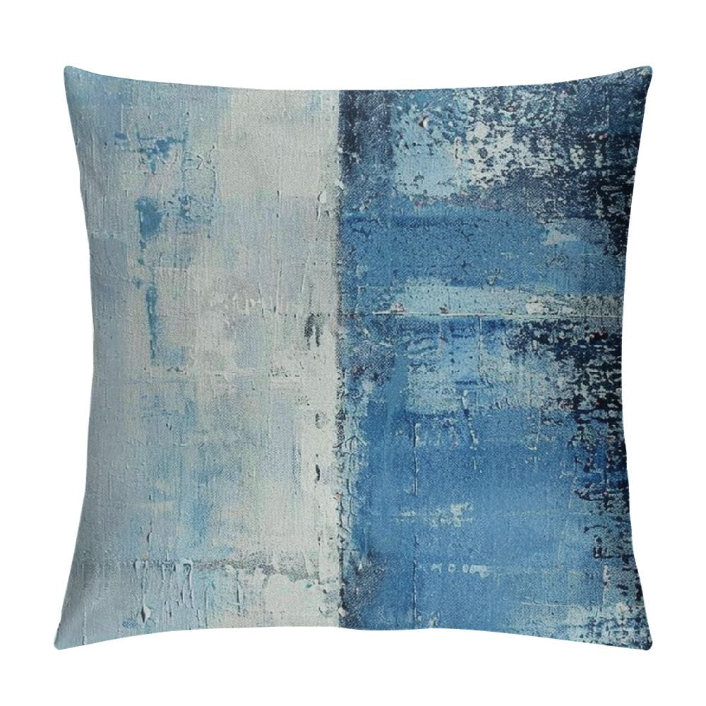 ONETECH Blue and Grey Abstract Art Artwork Pillow Cover, Gallery Modern ...