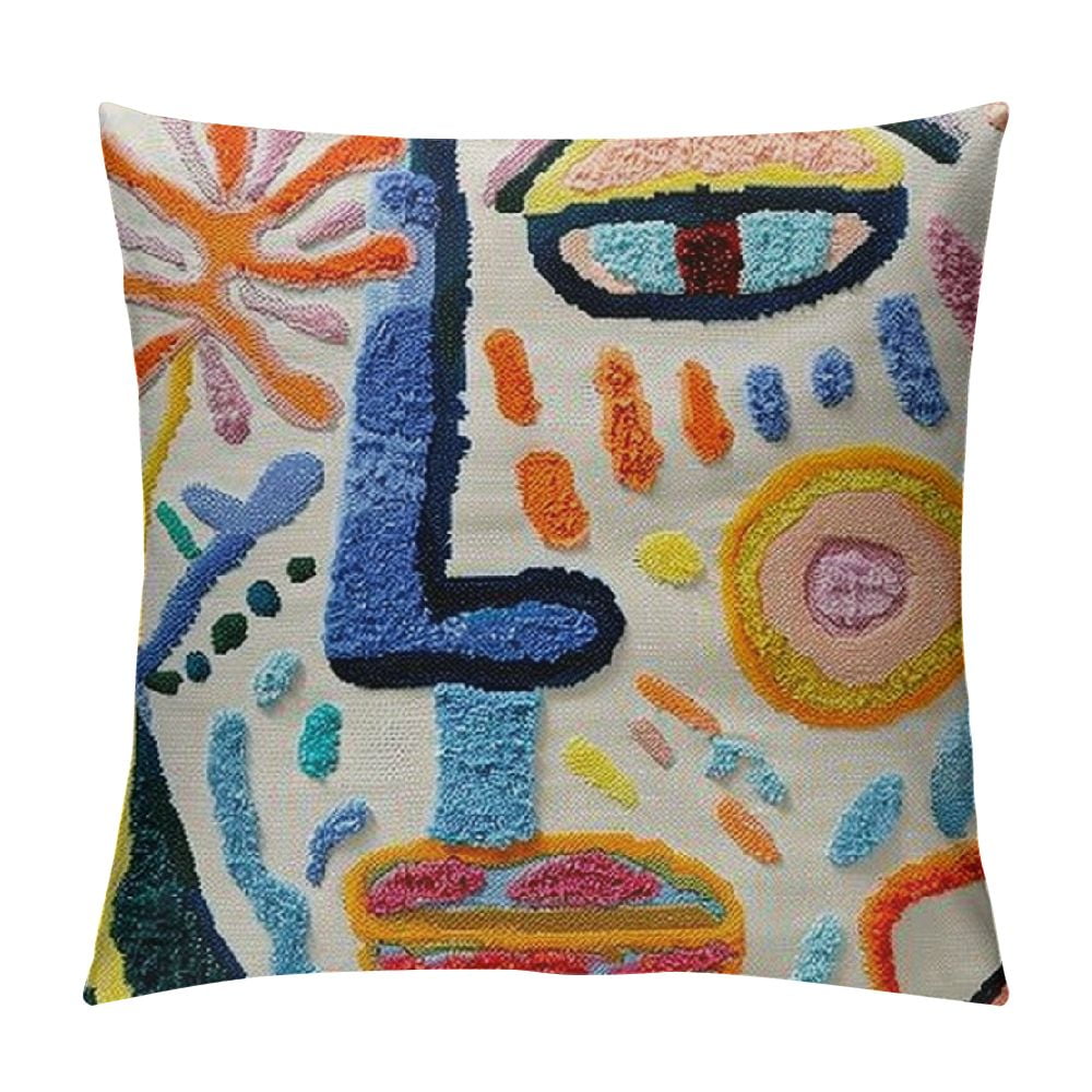 FUMJ Boho Abstract Pillow Covers Colorful Woman Face Line Cute Pillow ...