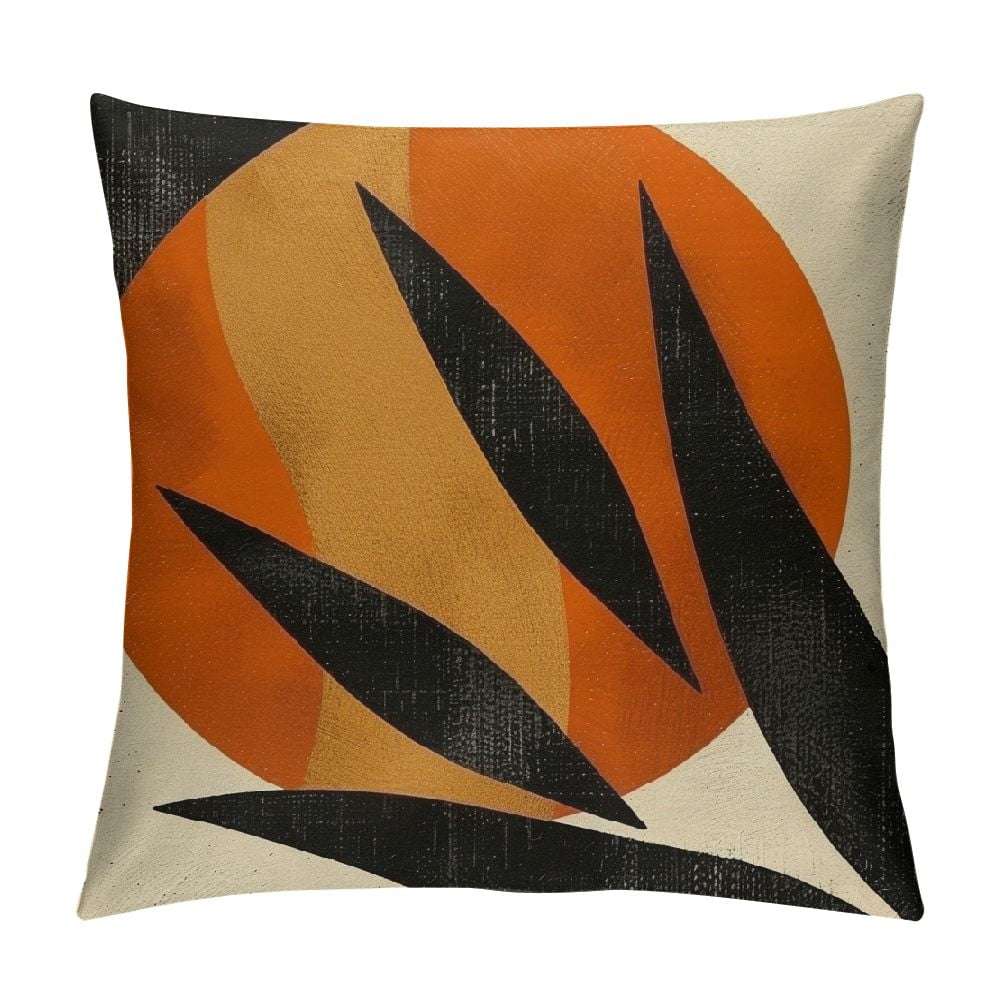 ONETECH Boho Abstract Sunset Plant Olive Leaves Decorative Throw Pillow ...