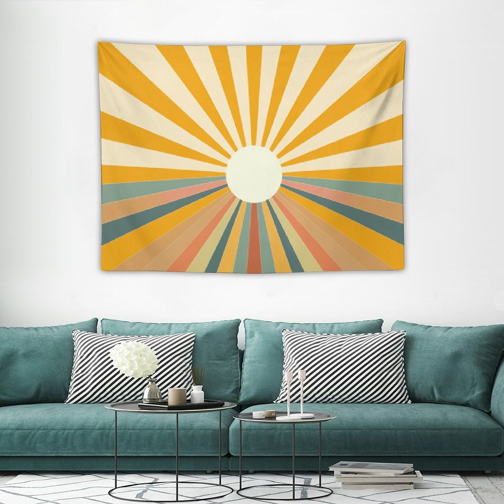 ONETECH Boho Burning Sun Tapestry Wall Hanging, Retro 70s Abstract ...