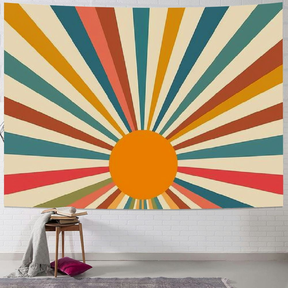 ONETECH Boho Burning Sun Tapestry Wall Hanging, Retro Abstract Vintage ...