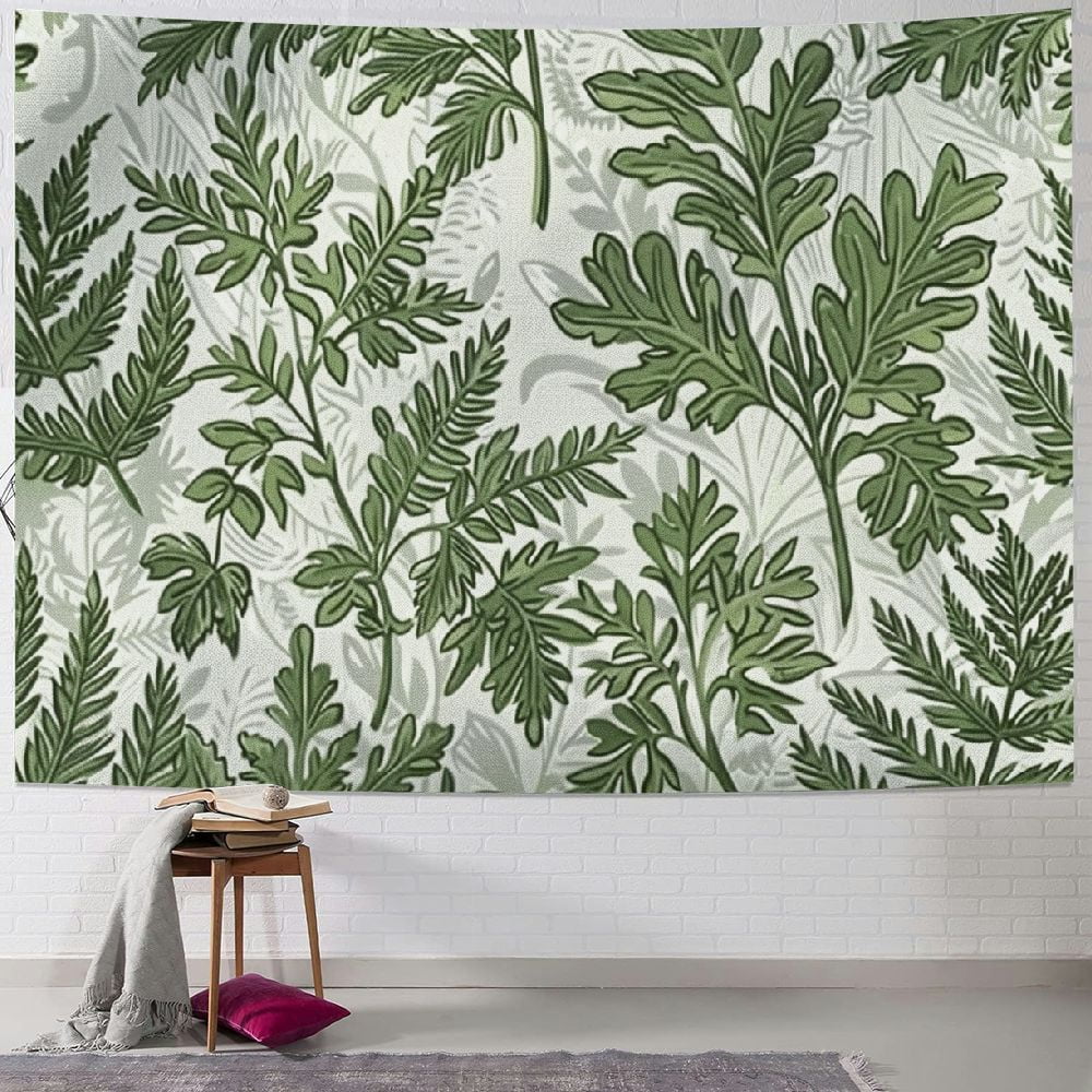 ONETECH Boho Green Leaves Tapestry for Bedroom, Minimalist Botanical ...