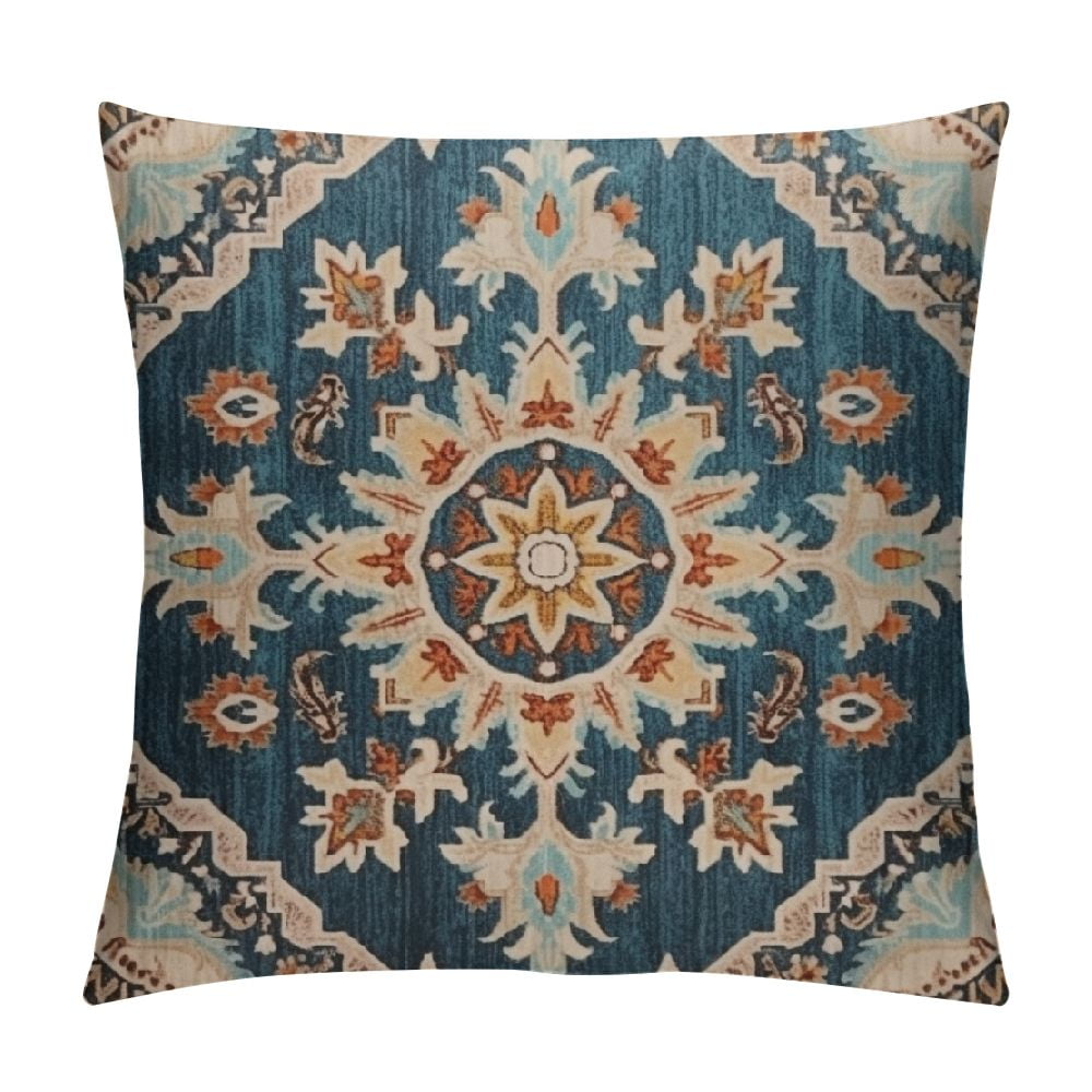 ONETECH Boho Pillow Covers Blue and Teal Ethnic Design Outdoor ...